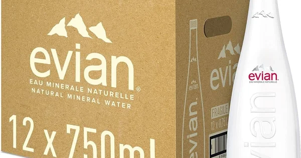 evian Natural Mineral Water 750ml Glass, Case of 12