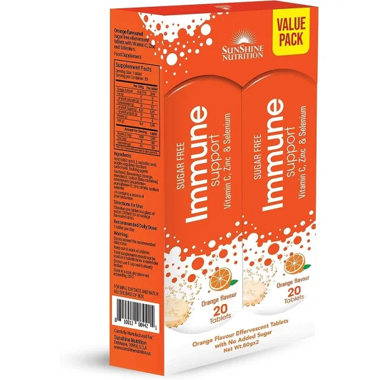 Sunshine Nutrition Immune Support Effervescent Orange 20 Tablets
