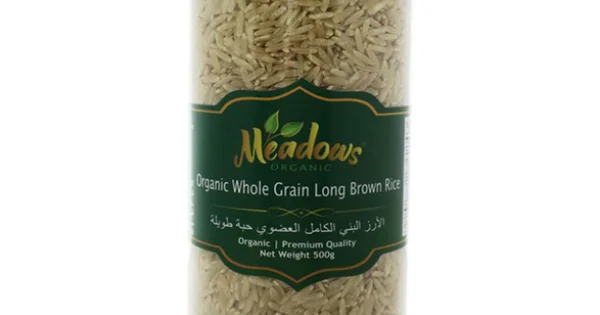 Meadows Organic Whole Grain Long Brown Rice 500g, Pack Of 6
