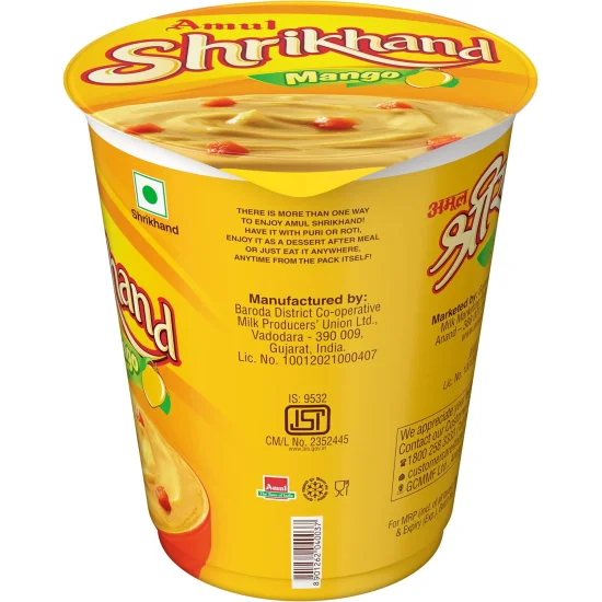 Amul Shrikhand Mango 500 ml, Pack Of 12