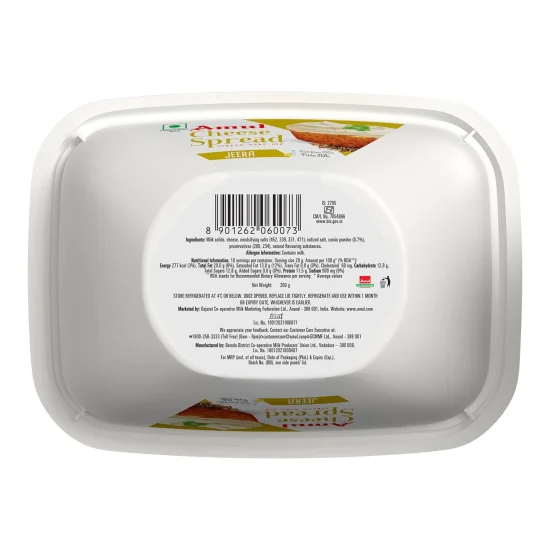 Amul Cheese Spread Jeera 200g, Pack Of 12