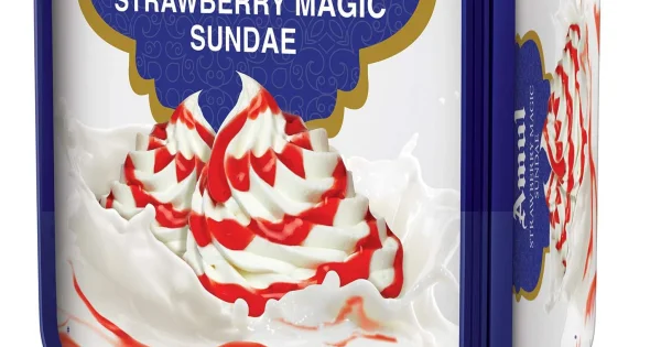 Amul Ice Cream Strawberry Magic 1 Ltr, Pack Of 6