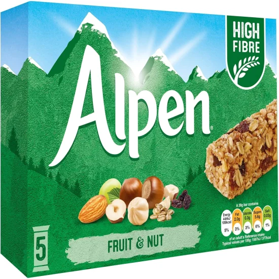 Alpen Cereal Bar Fruit & Nut 28g, Pack Of 10