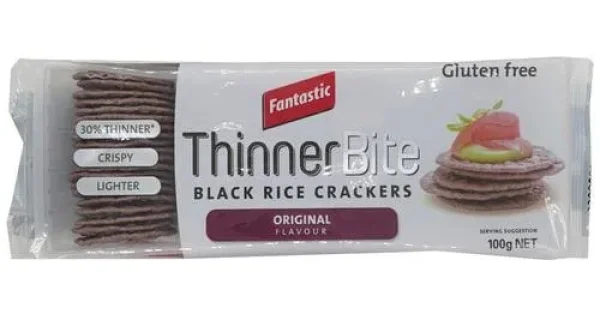 Fantastic Black Rice Crackers Original 100g, Pack Of 12