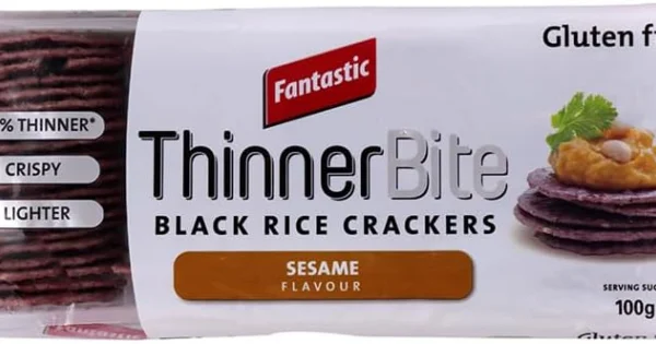 Fantastic Black Rice Crackers Sesame 100g, Pack Of 12