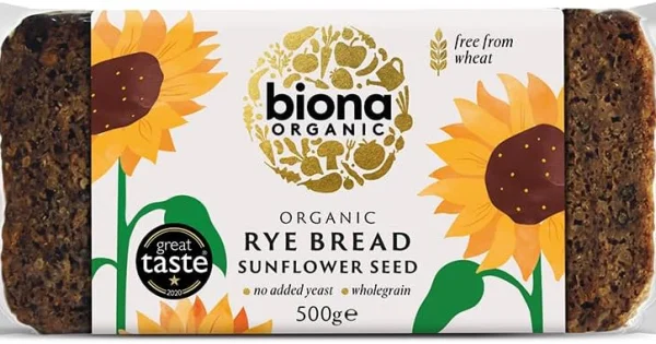 Biona Organic Rye Sunflower Seed Bread 500g, Pack 6