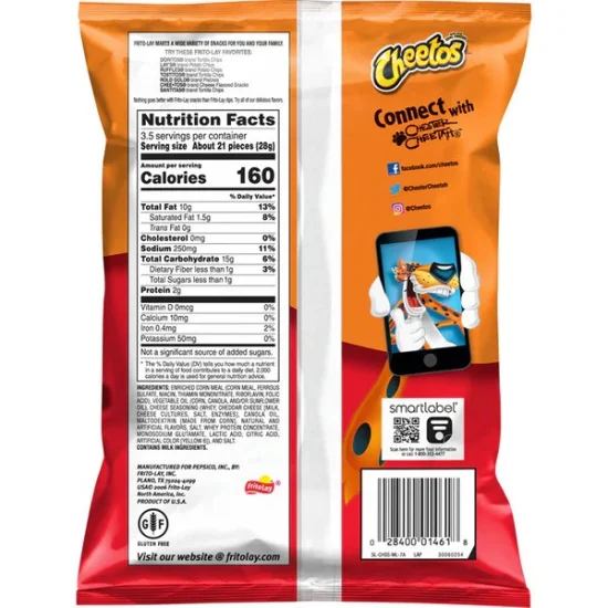 Cheetos Crunchy Cheese Flavored Snacks 3.5 Oz, Pack Of 6