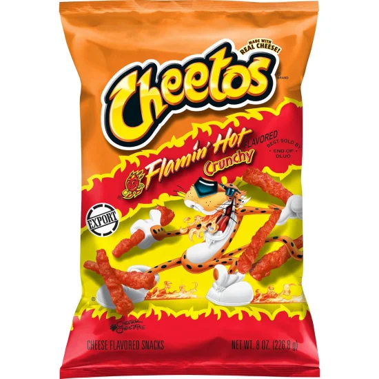 Cheetos Crunchy Flaming Hot Chips 8 Oz (227g), Pack Of 4