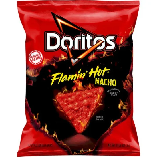 Doritos Flaming Hot Nacho Tortilla Chips, 11 OZ (312g), Pack Of 4