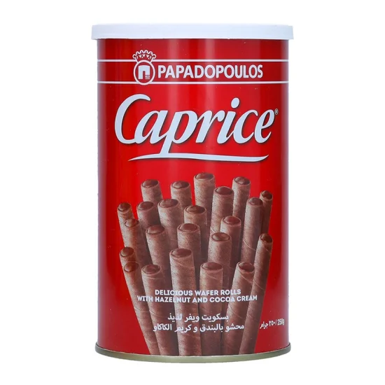 Caprice Classic Hazelnut and Cocoa Cream Wafer Rolls, 250g, Pack Of 6