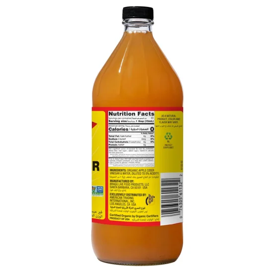 Bragg Organic Apple Cider Vinegar, Raw & Unfiltered, Unpasteurized, Non ...