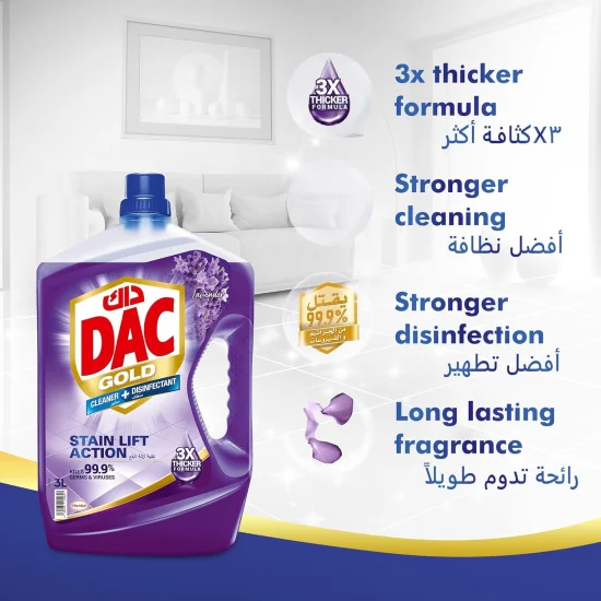 Dac Gold Disinfectant Multi-Purpose Cleaner Lavender, 3 Ltr + 1 Ltr ...