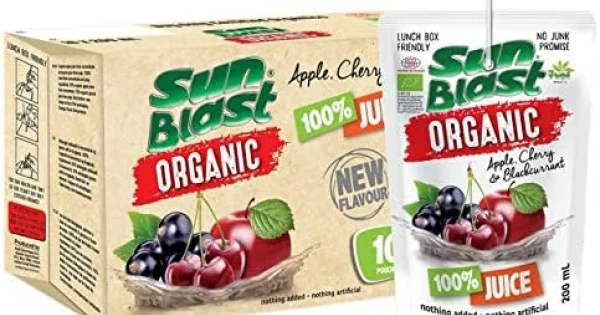 Sun Blast Organic Apple, Cherry & Blackcurrant Juice No Added Sugar 10 ...