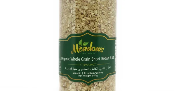 Meadows Organic Whole Grain Short Brown Rice 500g, Pack Of 6