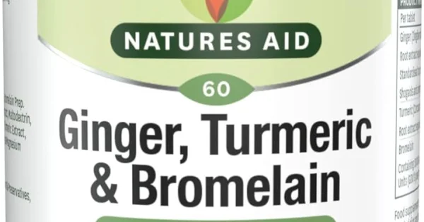 Natures Aid Ginger Turmeric & Bromelain 60 Tablets
