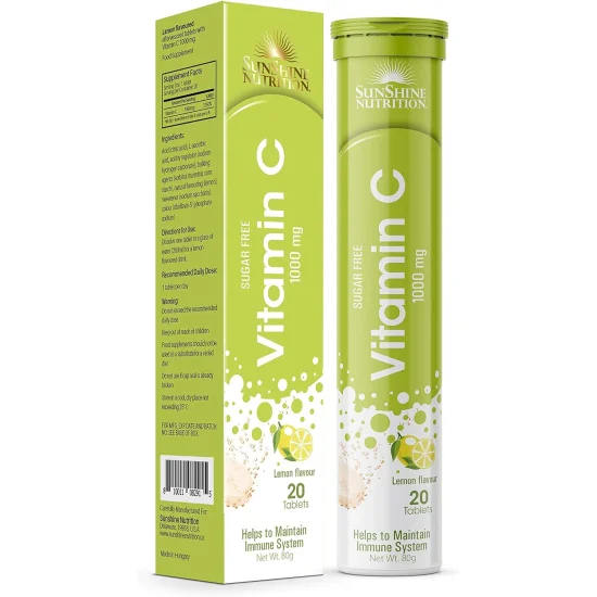Sunshine Nutrition Vitamin C 1000 mg Effervescent 20 Tablets Lemon