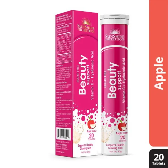 Sunshine Nutrition Beauty Sugar Free Apple Flavor Effervescent 20 Tablets