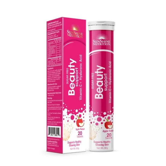 Sunshine Nutrition Beauty Sugar Free Apple Flavor Effervescent 20 Tablets