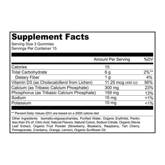 Sunshine Nutrition Good Gummies Calcium & Vegan D3 Gummies 45 Tablets